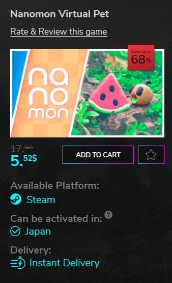 Yuplayで先月リリースされたデジモンっぽい？Nanomon Virtual Petが$5.52 | PC Gamer リスト更新中