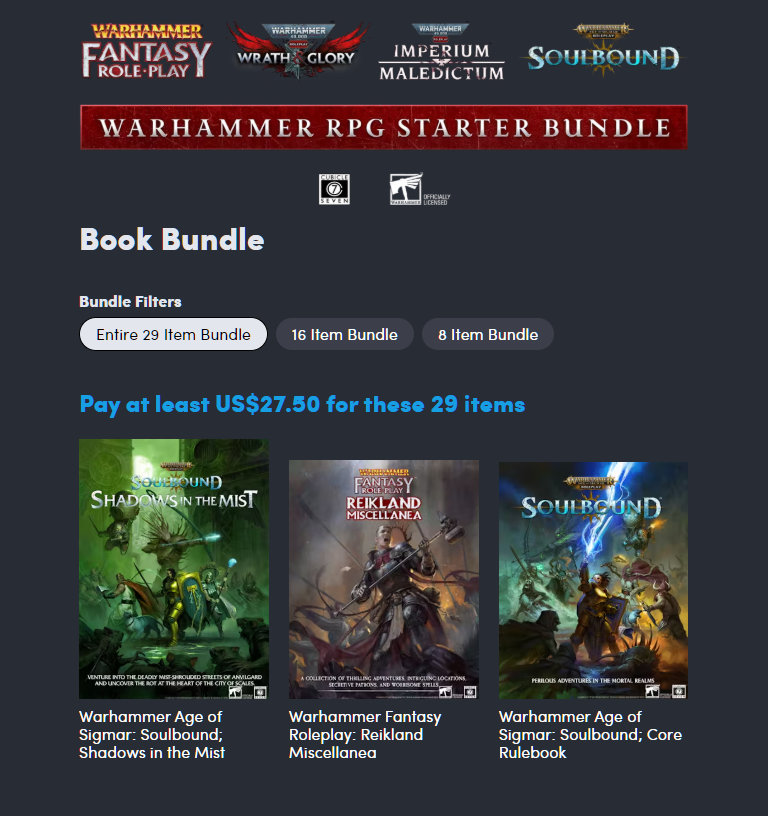 Humble Book Bundle: Warhammer RPG Starter Bundle | PC Gamer リスト更新中