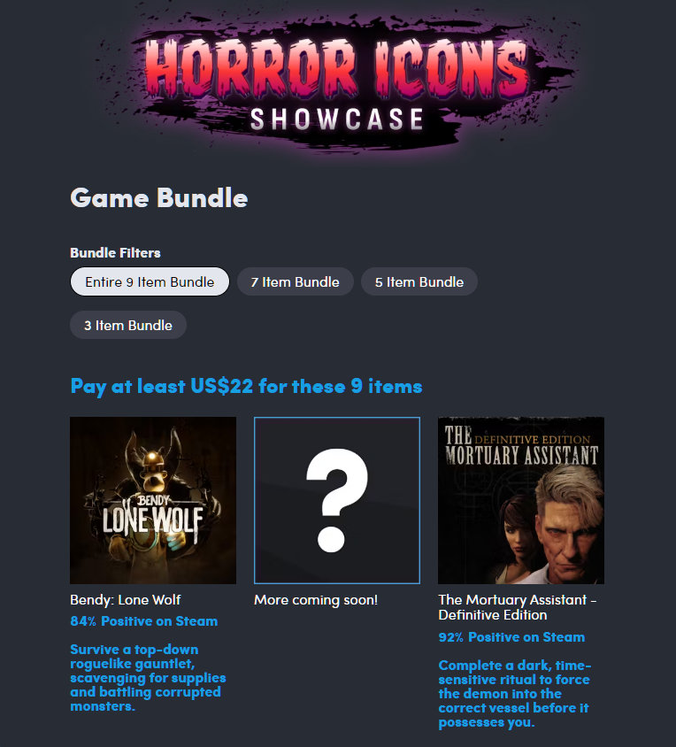 Humble Game Bundle: Horror Icons Showcase | PC Gamer リスト更新中